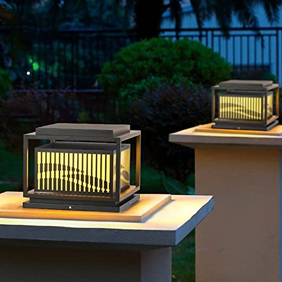 JSBDPHW Simple Style Metal Square Column Light LED Light Source Outdoor Waterproof Pillar Lamp Villa Courtyard Post Light Lawn Light Landscape Light