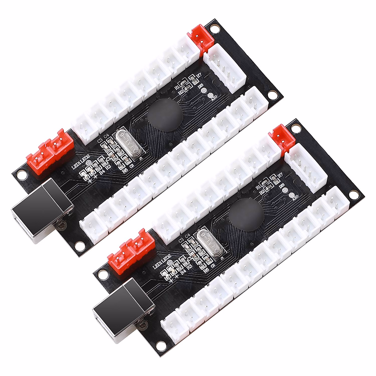 Guwarry 2-Player Zero Delay USB Encoder PC to HAPP Joysticks/HAPP Arcade Buttons for PC, MAME, Raspberry Pi, Arcade1Up - Three 5V Power Output for led Joysticks/LED Daisy Chain/LED Arcade Buttons