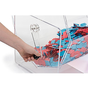 Displays2go Clear Acrylic Raffle Drum, Locking Door and Easy-Turn Lever - Large