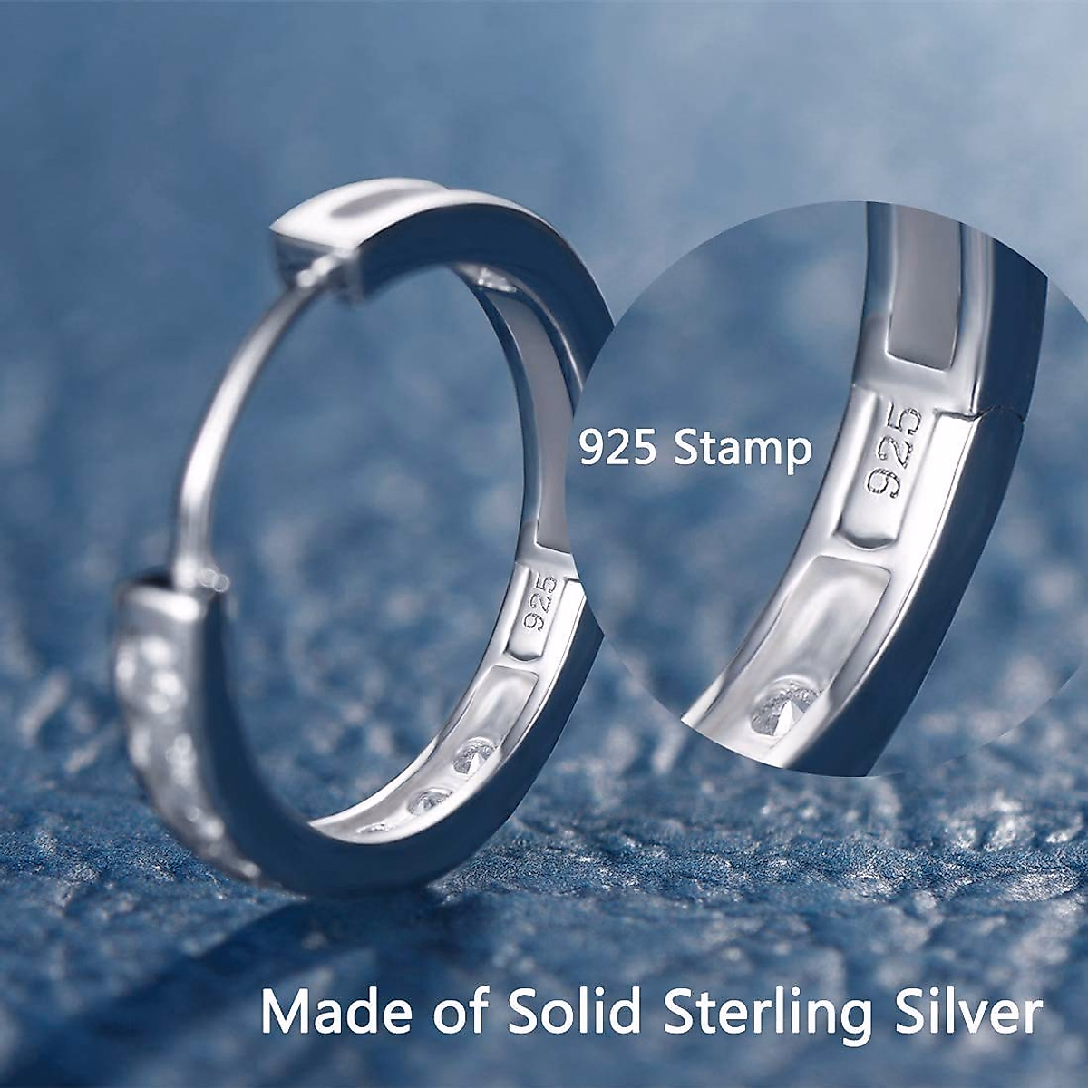 Carleen Created Diamond Hoop Earrings 925 Sterling Silver Channel Setting Round White Cubic Zirconia Huggie Birthday Gifts for Women Diameter 18mm / 0.71"