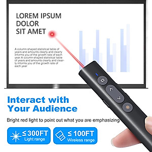 USB-A/USB-C Presentation Clicker for PowerPoint Presentations Pointer, Wireless Presenter Remote, Google Slide Advancer Projector Smart Board Slideshow PPT Clicker for Mac/Laptop/Computer/Office