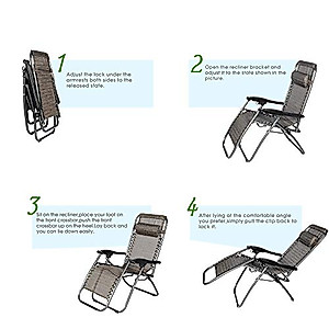 Livebest Set of 2 Adjustable Zero Gravity Chair Patio Lounge Chairs Folding Recliner Outdoor Pool Yard Beach