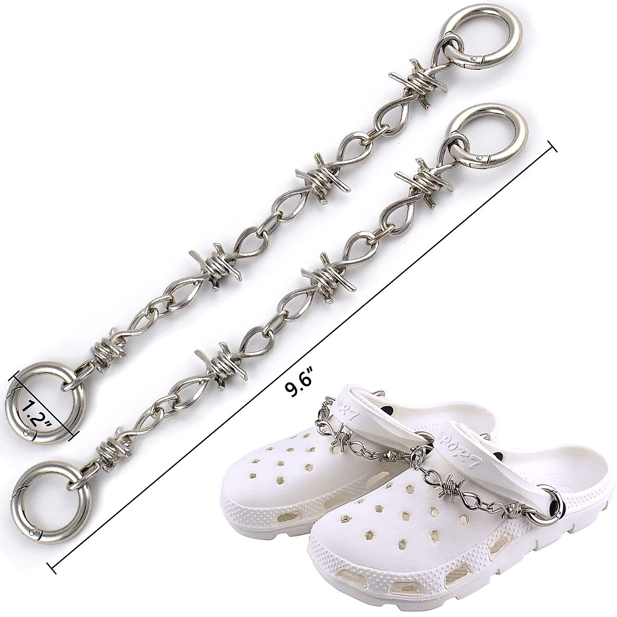 VIQWYIC Metal Twisted Chains Shoe Charms, Fashion Cool Punk Alloy, Decoration for Sandals Clog Accessories