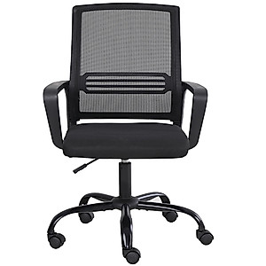 Desk Chairs Set of 8, Office Mesh Chair with Wheels Lumbar Support Rocking Ergonomic for Bedroom Living Room Home Executive Office Computer Chair Swivel Adjustable 36-40inch Black