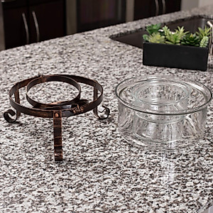 BIRDROCK HOME Chip and Dip Serving Bowl Set - Triple Glass Bowls with Metal Frame - Salsa Appetizer Party Serveware - Veggie, Shrimp, Guacamole, Chips and Taco Platter - Party Size - Compact Storage