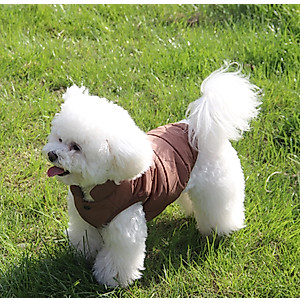 JoyDaog 2 Layers Fleece Lined Warm Dog Jacket for Puppy Winter Cold Weather,Soft Windproof Small Dog Coat,Brown M