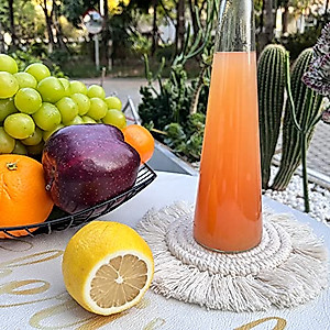 Coasters for Drinks Absorbent, Boho Coasters for Wooden Table, Farmhouse Drink Coaster Set for Kinds of Mugs and Cups, Cute Macrame Coasters for Housewarming Gift, 2PCS Round, Beige