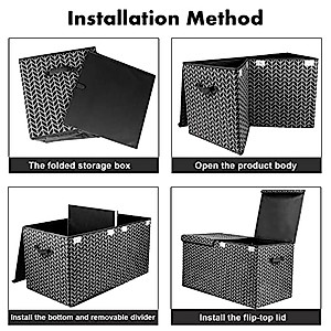 Extra-Large Toy Chest Box Bin Storage with Double Lid 30"x 16" x 16", Collapsible Sturdy Toy Storage Boxes Basket with Handles for Boys, Girls, Nursery, Playroom, Closet, Bedroom and Office(Black)