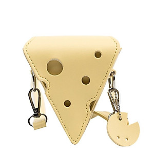 PU Coins Bag Handbag Exquisite Cheese Shape Purses Triangle Lipstick Headphone Small Crossbody Bags Yellow