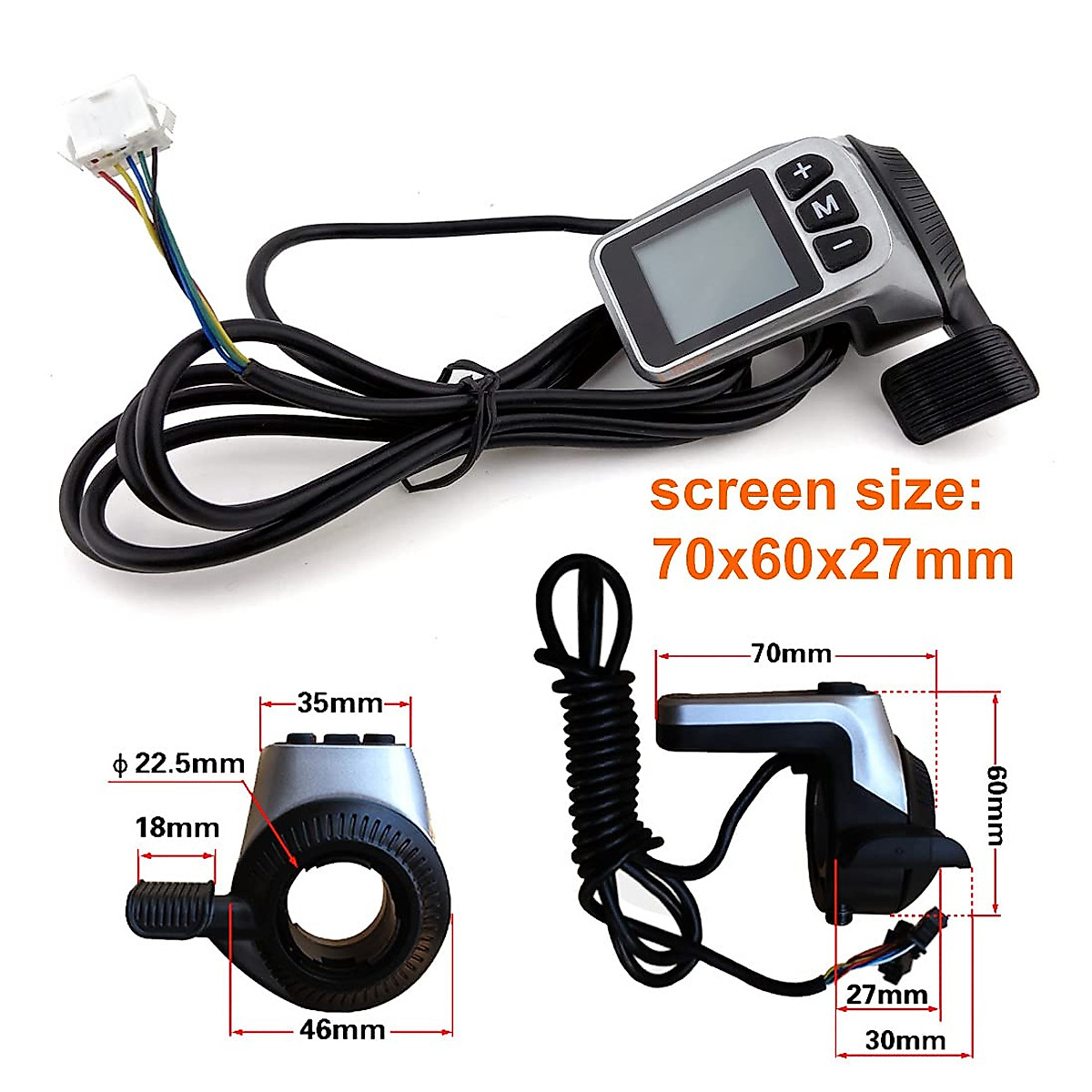 L-faster 16 Inch 350W Electric Brushless Geared Motor Wheel Front Hub Drive with Thumb Throttle Display for E-Bike Small Scooter Bicycle with tire(36V 350W)