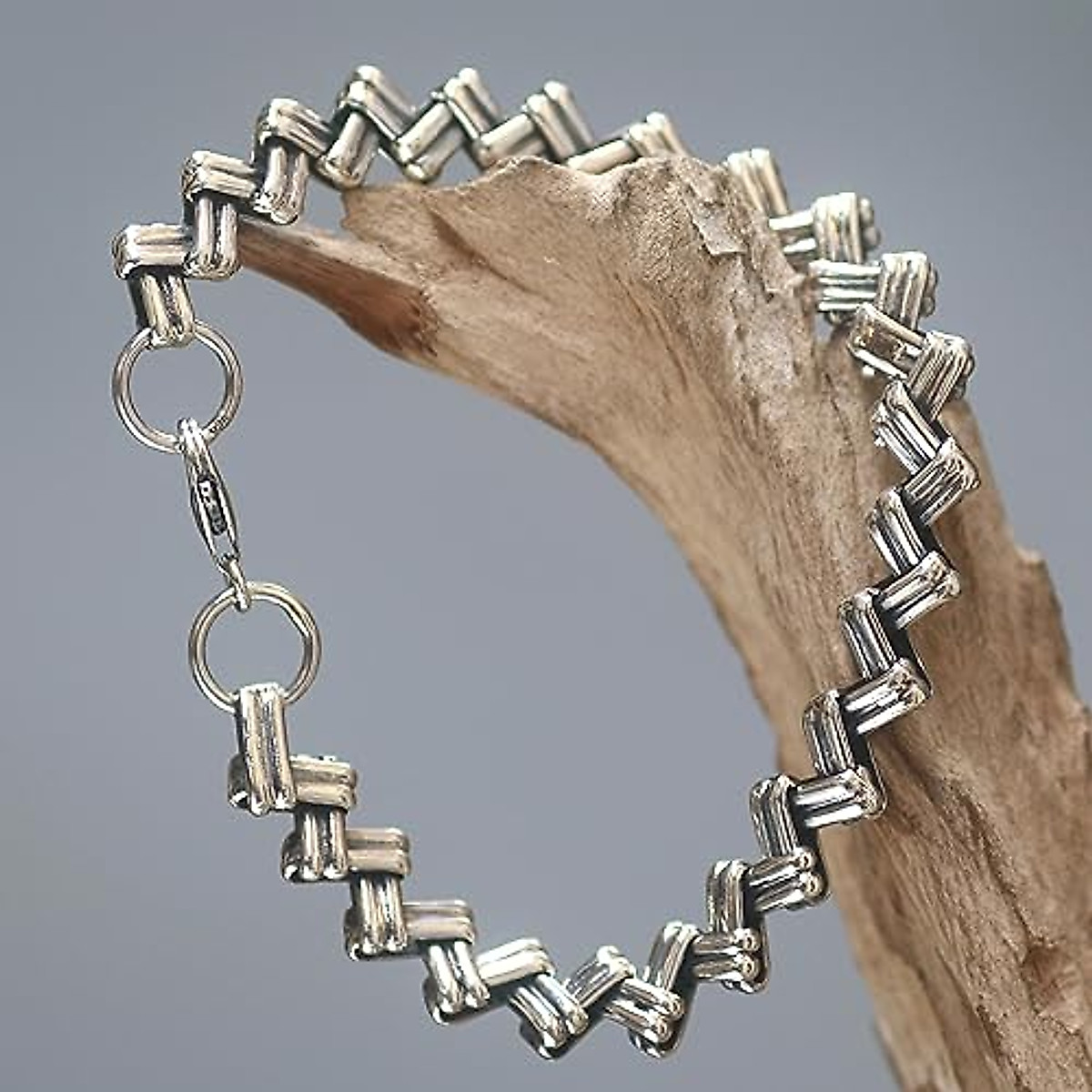 NOVICA Handmade Men's Sterling Silver Bracelet Link Indonesia [8.5 in L x 0.3 in W] ' Zigzag Trance'