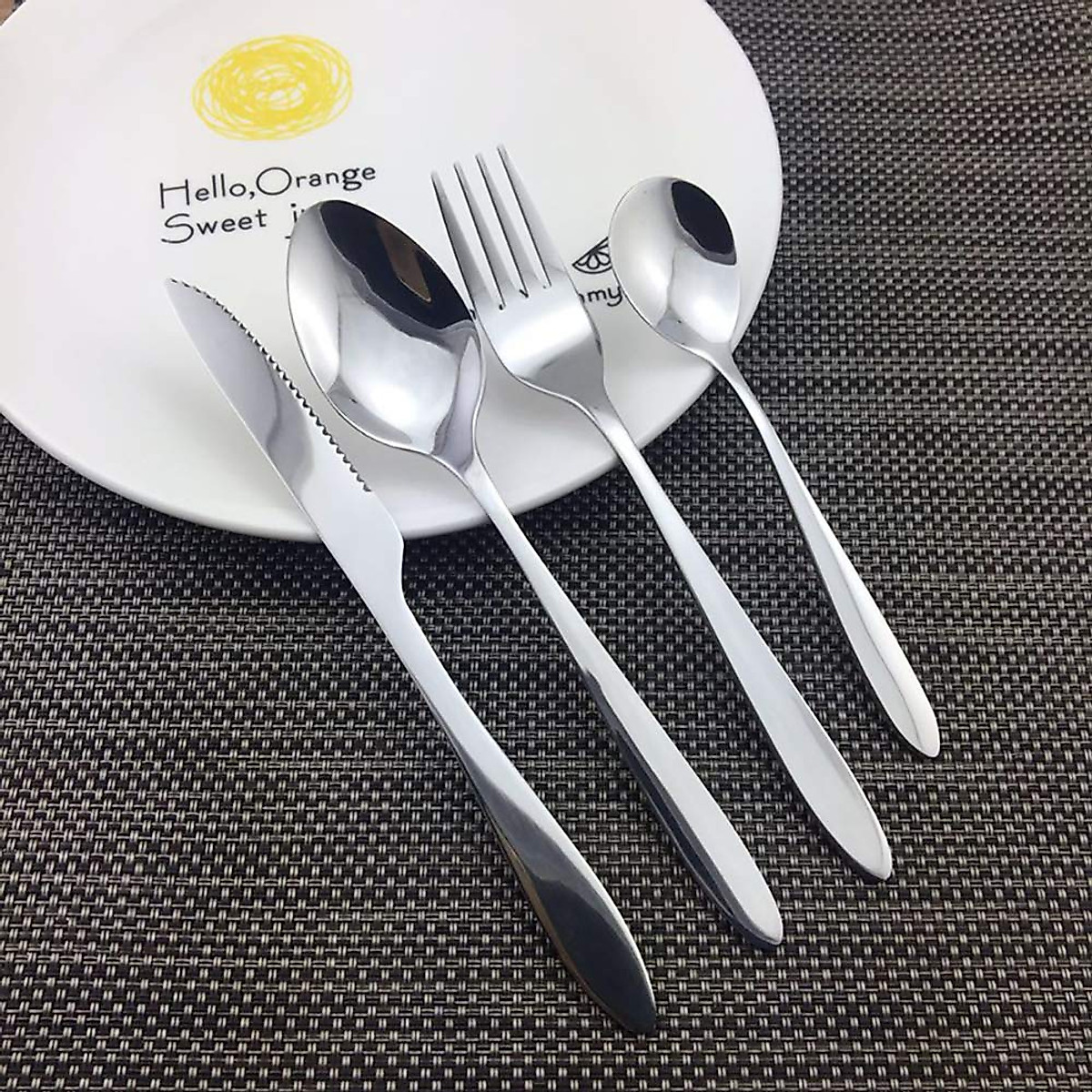 Gizhome Stainless Steel Flatware Set Cutlery Set of Knife Fork Soup Spoon Teaspoon, Portable Silverware Set for Travel Camping