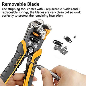 MulWark 3 in 1 Automatic Self Adjusting Wire Stripper/Cutter/Crimper, 8 Inch Multi Pliers For Electrical Wire Stripping, Cable Cutting, Crimping Tool from 8 AWG to 30 AWG
