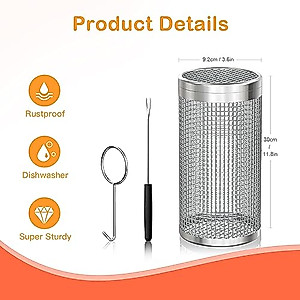 SBMKK Rolling Grill Baskets for Outdoor Grill, Round BBQ Grilling Baskets for Veggies, BBQ Net Tube Barbeque Vegetable Grill Accessories, Cage Cylinder for Fish, 2 PACK (two large)