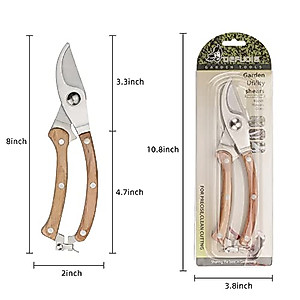 LIFVCNT Wood Handle Garden Shear Kit, Plant Pruning Scissors Garden Cutter Flower Shears Hand, Tree Trimmers Secateurs Clipping Shears for Gardening, Ergonomic Gardening Tools Gardener's Gift