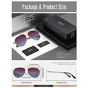 LUENX Men Women Aviator Sunglasses Polarized - UV 400 Protection Nonmirror Lens Metal Frame with Accessories 60mm(Gradient Red and Blue lens)