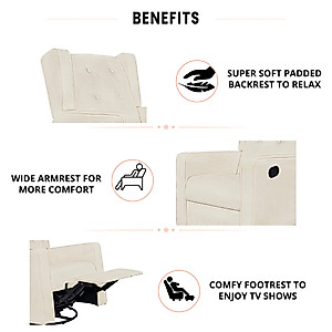 Naomi Home Relieve Muscle Aches with Nursery Glider, Upholstered Rocker Recliner Comfortable Rocking Chair with 360° Swivel Motion, Soft Cushions for Nursing and Bonding, Baby Reclining Chair (Cream)