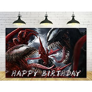 Superhero Backdrop for Birthday Party Decorations Background for Baby Shower Party Cake Table Decorations Supplies Venom Theme Banner 5x3ft