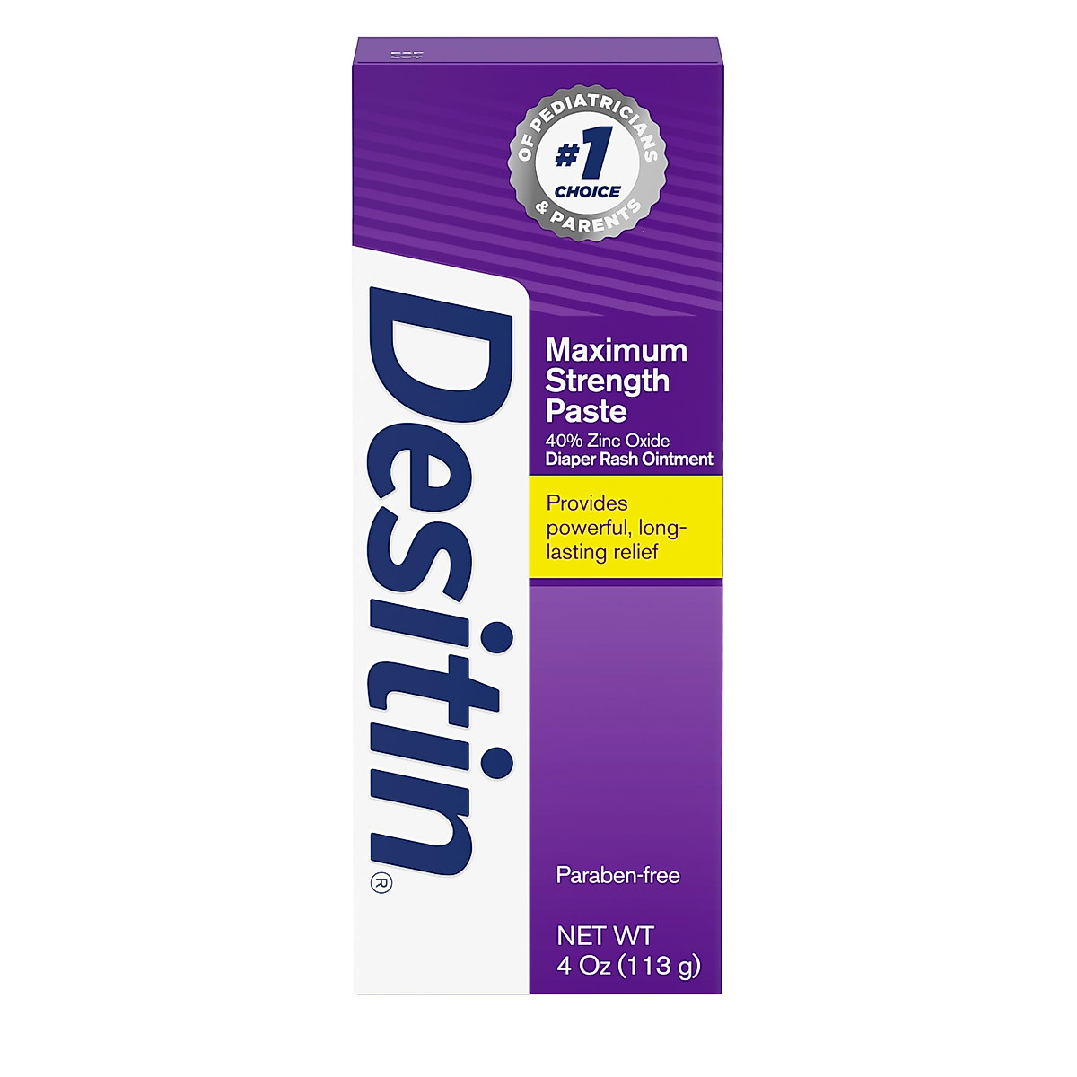 Desitin Maximum Strength Baby Diaper Rash Cream with 40% Zinc Oxide for Treatment, Relief & Prevention, Hypoallergenic, Phthalate- & Paraben-Free Paste, 4 oz
