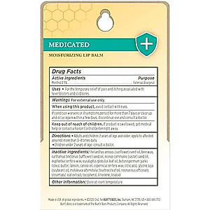 Burt's Bees Medicated Lip Balm, With Eucalyptus Oil and Menthol, Tint-Free, Natural Origin Lip Care, 2 Tubes, 0.15 oz.