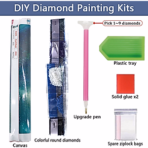 Christmas Night Diamond Art Painting Kits,Christmas Tree Diamond Art Kit for Adults,Winter Moon 5D Paint with Diamond Full Drill for Parents-Children Interrction,Wall Decor (Christmas 12x16 inch)
