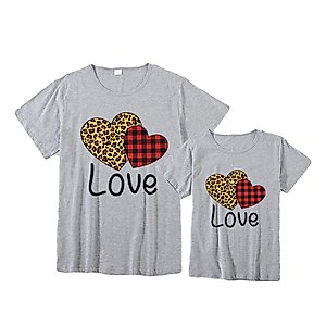 Mommy and Me Matching Outfits Leopard Heart Mother Girl Baby Matching Outfits Cute Family Shirts