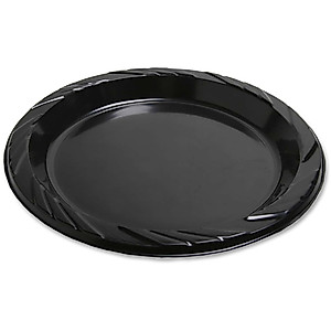 Genuine Joe Round Plastic Black Plates, 9" (Pack of 125)