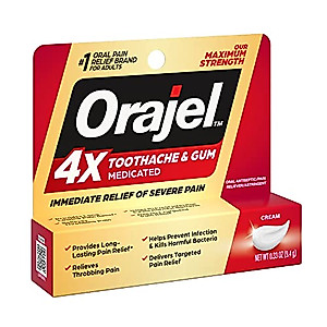 Orajel 4X for Toothache & Gum Pain: Severe Cream Tube 0.33oz- From Oral Pain Relief Brand