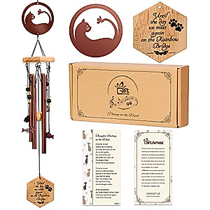 GiftAmaz Cat Pet Memorial Wind Chime, 24 Inch Pet Sympathy Wind Chimes Memorial Gifts for Pet Owners, Pet Loss Gifts, Cat Remembrance Gift for Outdoor Garden Patio Porch Decoration