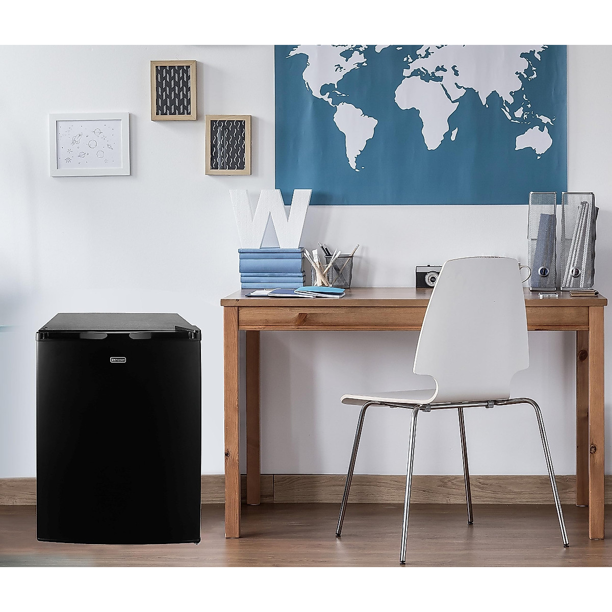 Emerson 2.6 Cu. Ft. ENERGY STAR Compact Fridge: Eco-Friendly Cooling, Ample Storage, Customized Temperature Control, and Versatile Placement for Convenience and Savings,Black