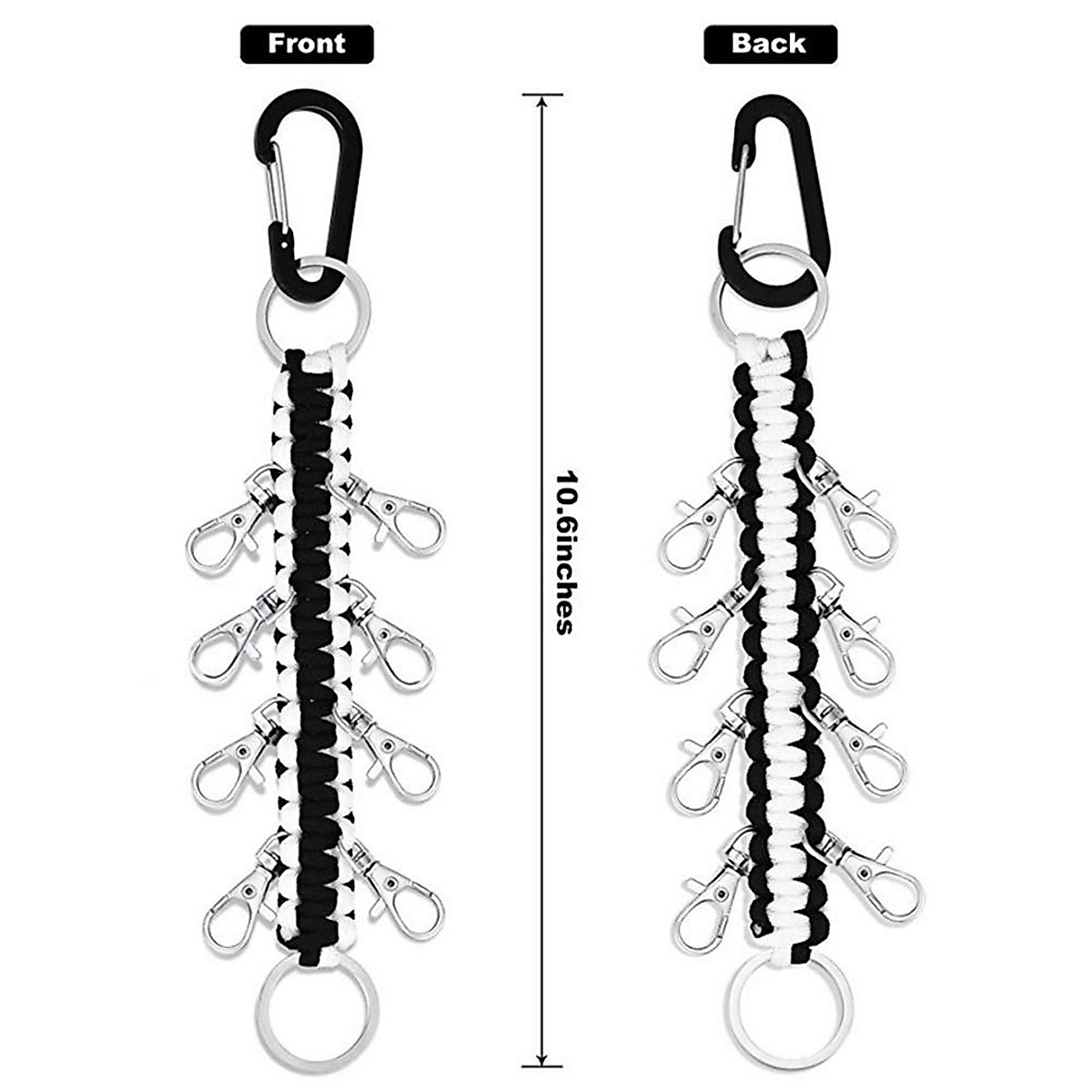 2 Pack Cheer Bows Holder, Paracord Cheer Bows Holder Paracord Keychain for Teen Girls Cheerleader Sports (Black and white)