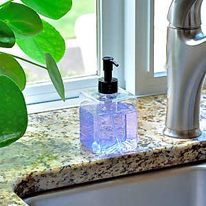 Youngever 5 Pack Clear Plastic Square Pump Bottles, Refillable Plastic Pump Bottles for Dispensing Lotions, Shampoos (12 Ounce)