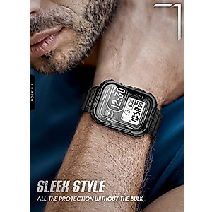 i-Blason Armorbox Compatible with Apple Watch Band [45mm] for Apple Watch Series 9/8/7, Rugged TPU Watch Band with 2-Pack Bumper Cases [Built-in Tempered Glass Screen Protector] (Black, 45mm)