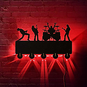 The Geeky Days Rock Band Modern Design Household Decor Rock Musical Theme Clothes Coat Hat Hanger Kitchen Bathroom Towel Hooks Key Holder Gift for Music Lover