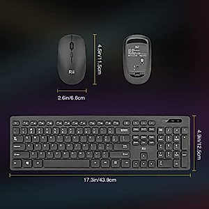 Wireless Keyboard and Mouse Combo - Rii Standard Office for Windows/Android TV Box/Raspberry Pi/PC/Laptop/PS3/4 (1PACK)