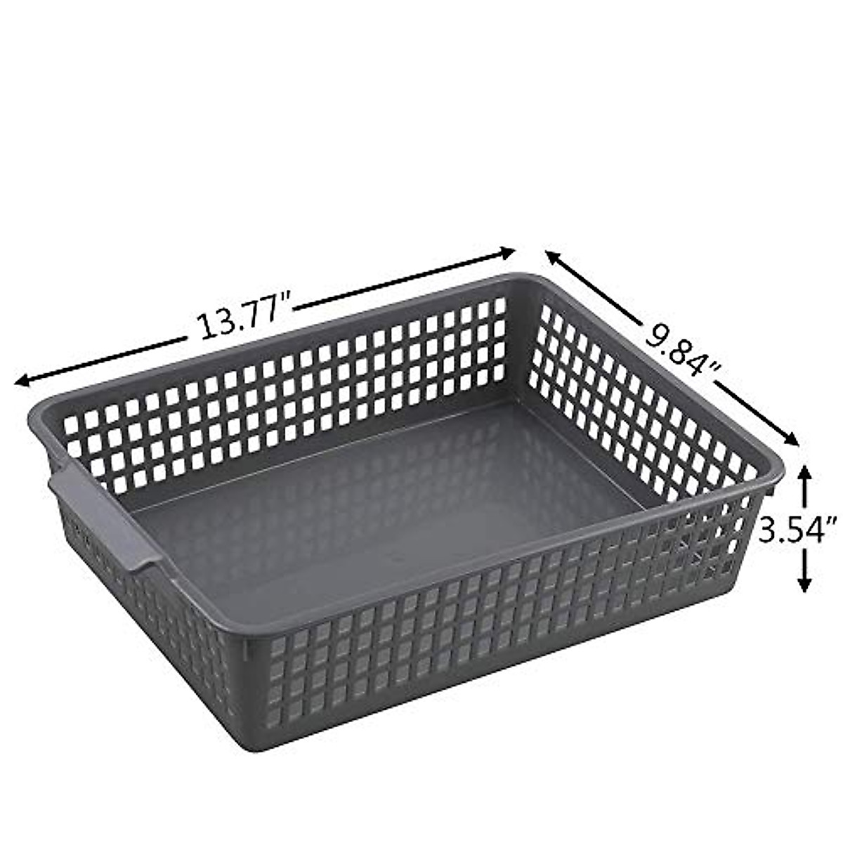 Neadas Rectangle Plastic Storage Baskets, Plastic Paper Baskets, 6-Pack