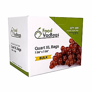 500 count - 7.88" x 7.88 Square Double Zipper Reclosable Resealable Lock Seal Zip Bags, 2 mil, Food Safe, BPA Free