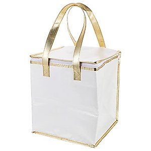 Luxshiny Insulated Grocery Bag Pizza Delivery Bag, Insulated Carrier Bags White Delivery Bags Grocery Bags for Pizza Food Dinner (26x30cm) Grocery Tote Bags