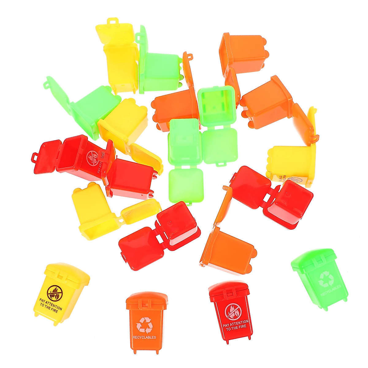 60 Pcs Mini Trash Can Trash Cans Photo Prop Trash Classification Toy Lovely Garbage Trash Cans Small House Garbage Can Model Trash Can Plaything Miniature Garbage Bin Model