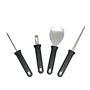 KOLORAE Premium 9PC Pumpkin Carving Kit – 4 Heavy Duty Stainless Steel Carving Tools with 5 Stencils – Easy Grip Handles for Sculpting