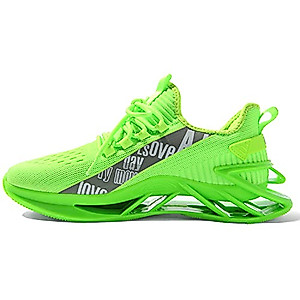 kokib Men's Running Sports Walking Shoes Mesh Lightweight Breathable Athletic Jogging Fashion Sneakers Apple Green