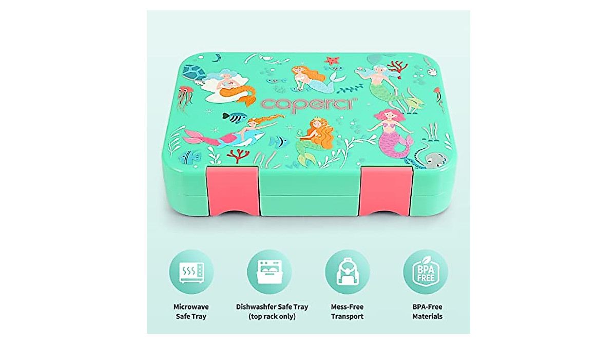 Caperci Mermaid Kids Bento Lunch Box | Leakproof & Fun