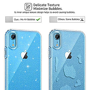 Lamcase for iPhone XR Case, Crystal Clear Bling Sparkly Glitter Shiny Soft Flexible TPU Slim Fit Drop Protection Rugged Shockproof Cover Case for Apple iPhone XR 6.1 inch (2018), Clear Glitter