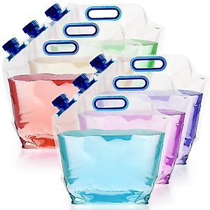 AVLA 6 Pack Collapsible Water Container Bag, 1.5 Gal Clear Plastic Foldable Storage Jug, No-Leak Freezable Camping Carrier Tank, Folding Hiking Hydration Canteen for Outdoor Sport Riding Mountaineer
