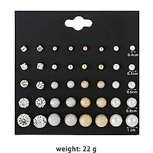 62 Pairs Stud Earrings Set Hypoallergenic Earring Sets Circle Ball Faux Pearl Earring Set Jewelry Gift for Women (#1)