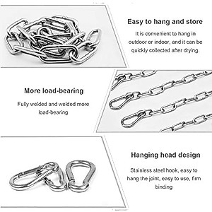 FANKUTOYS Hanging Swing Chair Chain Kit, 2 Set Stainless Steel Hardware Heavy Duty Porch Swing Hammock Chain Kit Hanging Hooks for Hammock, Rope, Tire, Tree Swings