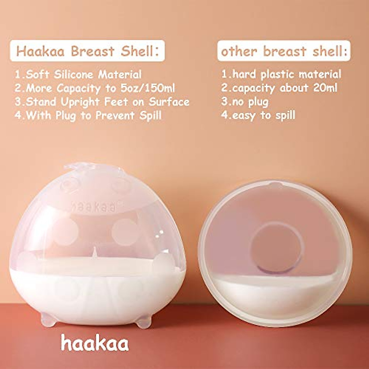 haakaa Ladybug Breast Milk Collector Breast Shells Milk Saver Nursing Cups for Large Milk Supply, Replace Disposable Breast Pads, Reusable & Wearable (150ml, 1 Pc)