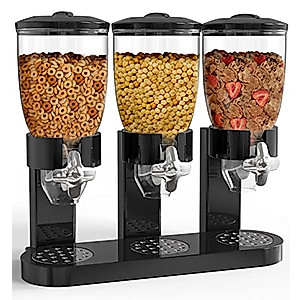 Triple Food Dispenser - Easy To Use Dry Food Dispenser Perfect As A Candy, Nuts, Rice, Granola, Cereal Dispenser & More - Dispensing 1 Ounce Per Twist And Preserving Freshness For Fun, Easy Serving.