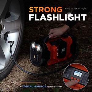 RoofPax Tire Inflator Portable Air Compressor for Car Tires 3 Power Sources AC/DC & Battery Heavy Duty Inflator/Deflator Digital Car Air Pump with Pressure Gauge 12V 110 AC 160 PSI For Car RV & Truck