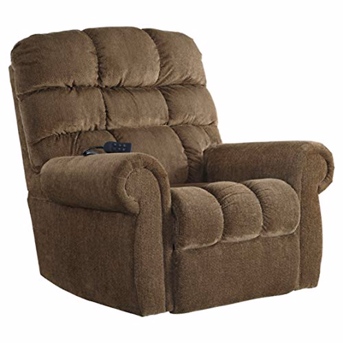 Signature Design by Ashley Ernestine Upholstered Power Lift Adjustable Oversized Recliner, Brown